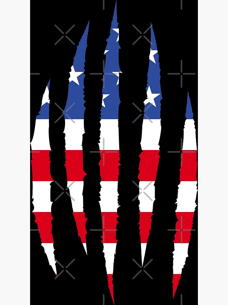 "Werewolf Wolf Scratches US Flag American " Art Print by beastnyc ...