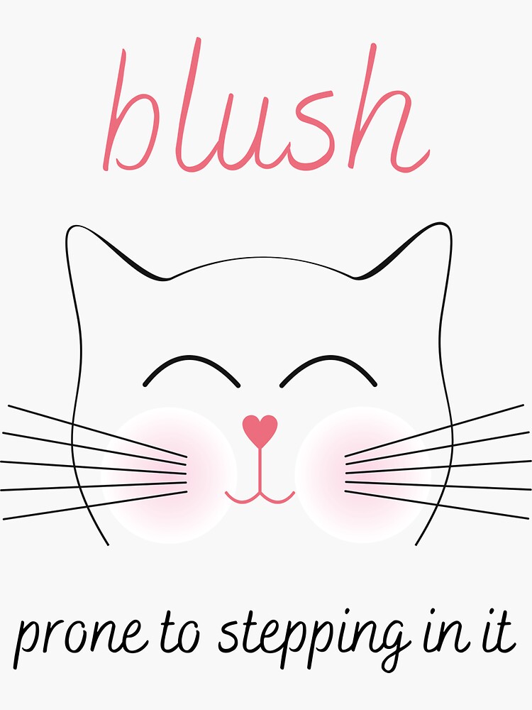 "Cute Blushing Embarrassed Cat" Sticker for Sale by StormyMuse | Redbubble
