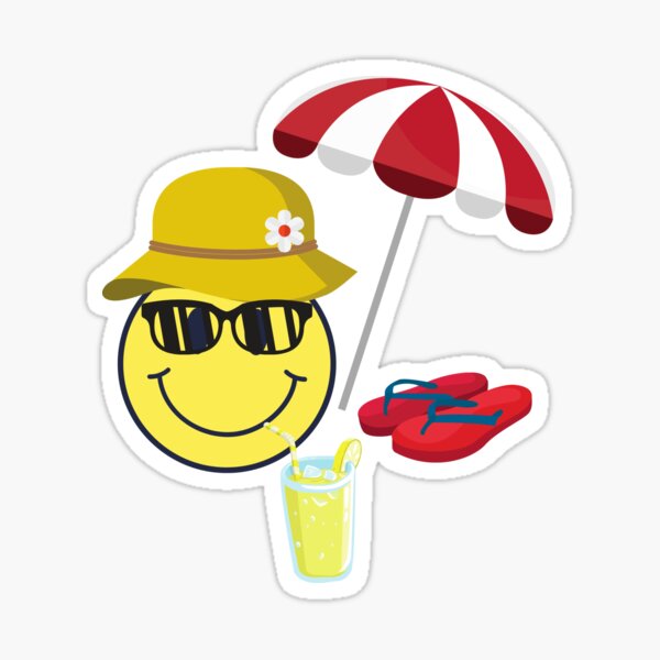 "Just Chillin' Smiley Face with Beach Attire" Sticker by JennasHennas ...
