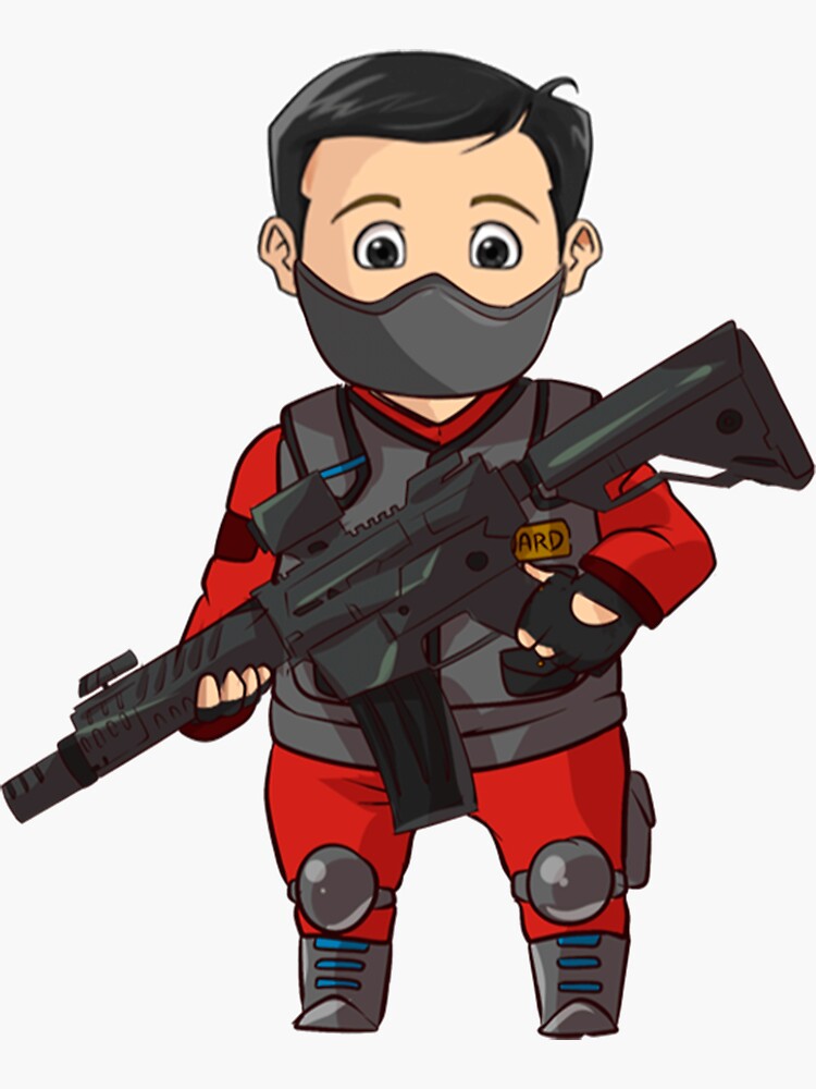 "Cute Chibi Everlast Foundation Guard C with Machine gun" Sticker for ...