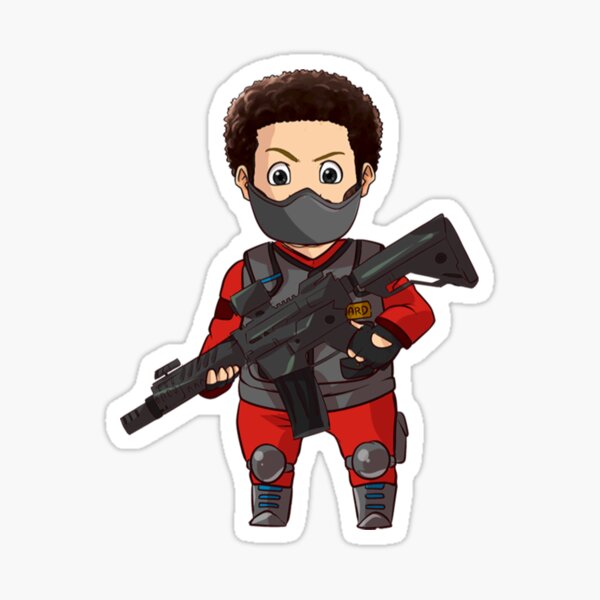 "Cute Chibi Everlast Foundation Guard D with Machine gun" Sticker for ...