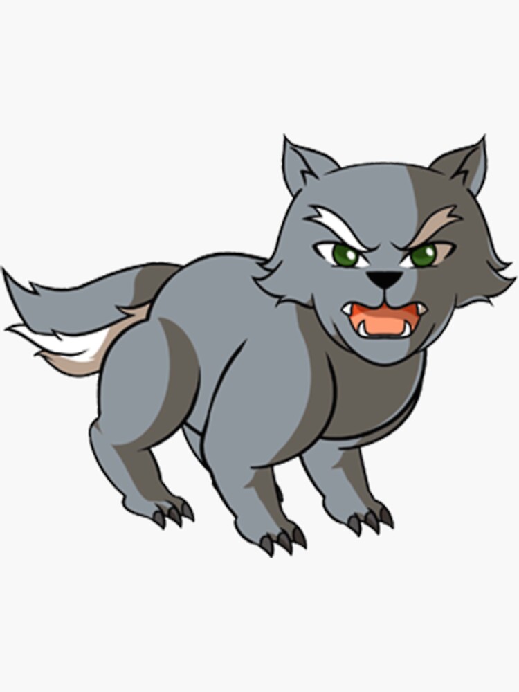 "Cute Chibi Werewolf General Robby Grey Wolf Transform" Sticker for ...