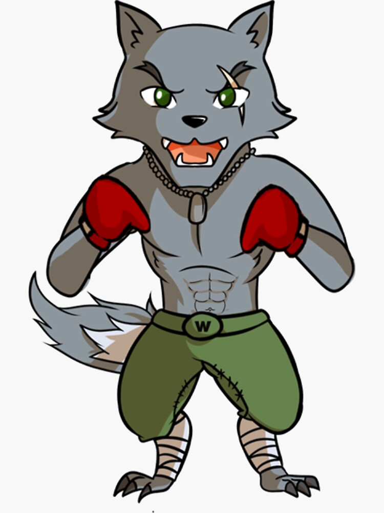 "Cute Chibi Grey Werewolf General Rocky the Professional Boxer" Sticker ...