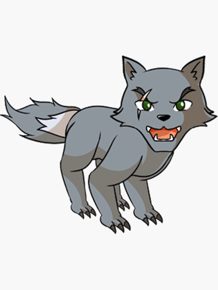 "Cute Chibi Werewolf General Rocky Grey Wolf Transform" Sticker for ...