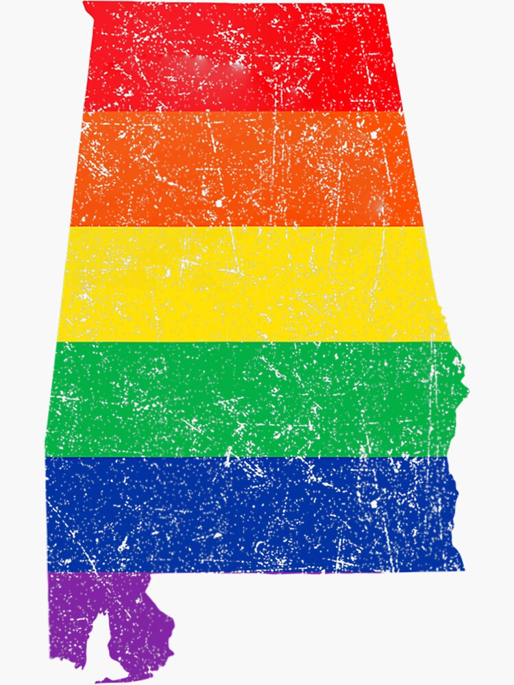 "Alabama Pride Rainbow Flag Map Gay Lesbian Lgbt Support" Sticker for ...