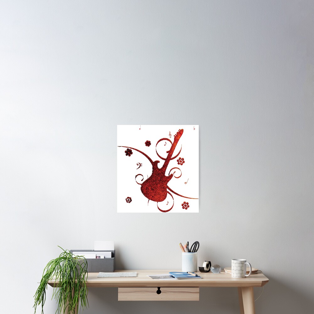 Vintage Retro Bass Guitar Poster By Itrending Redbubble
