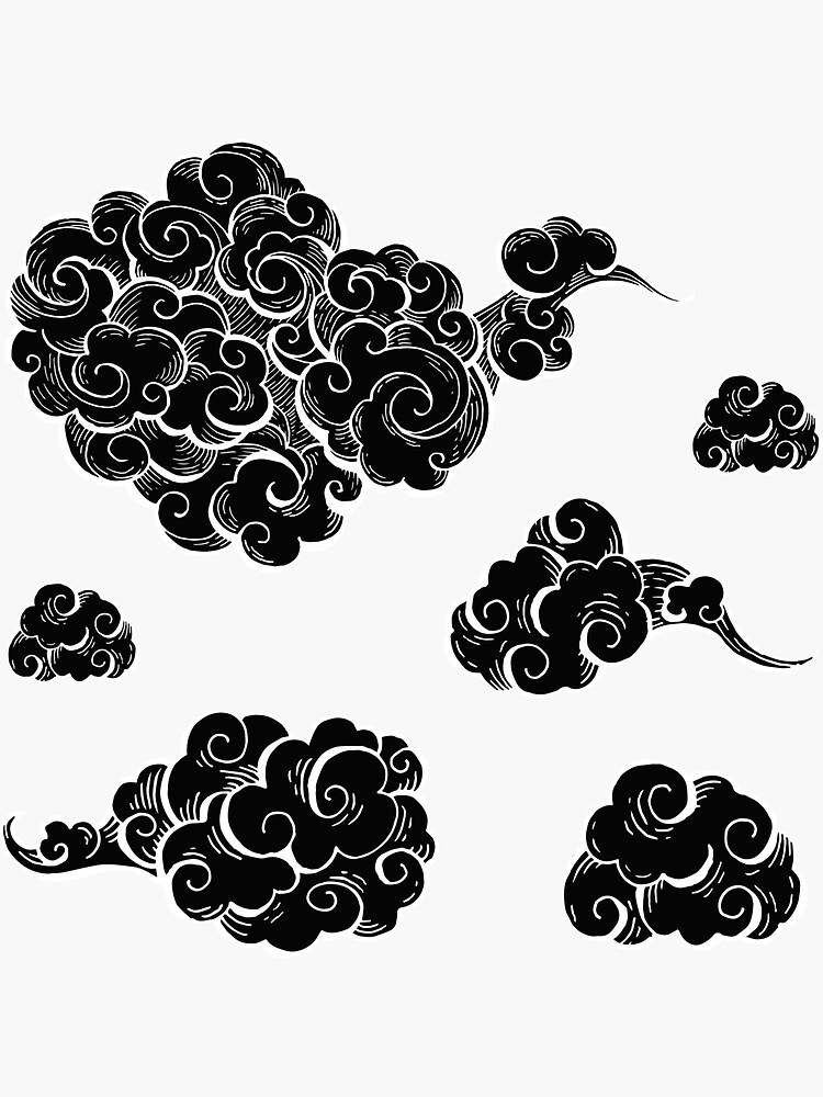 "Japanese wind clouds pattern" Sticker for Sale by Pictandra | Redbubble