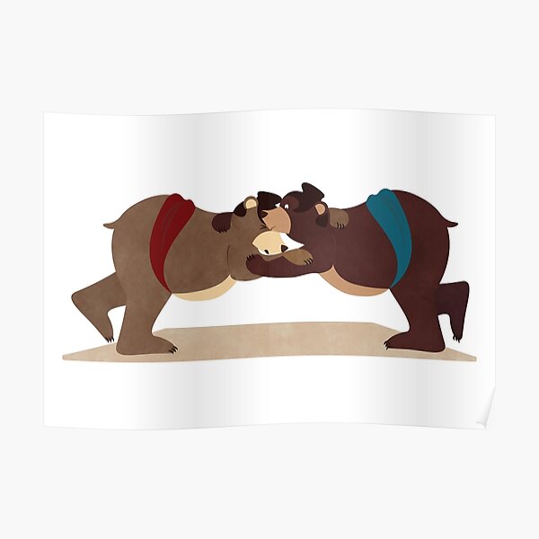 "Sumo Wrestling Bears" Poster by sw-b | Redbubble