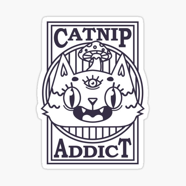 "Catnip addict illustration" Sticker by GazingNeko | Redbubble