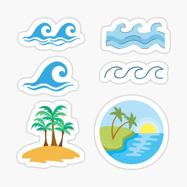 "Beach Waves Summer Stickerpack 01" Sticker for Sale by sunprintdesign ...
