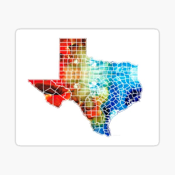"Texas Map - Counties By Sharon Cummings" Sticker for Sale by ...
