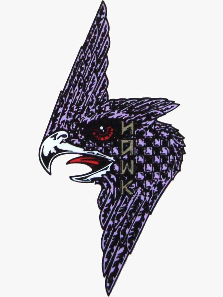 "Purple hawk, skateboard t shirt design " Sticker by Retro80sskate ...