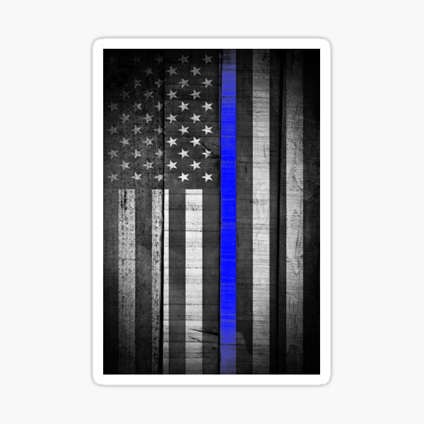 "Thin Blue Line - American Flag Black and White Vertical" Sticker for ...