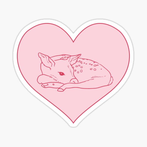 "Pink Fawn in Heart" Sticker by myfirstapt | Redbubble