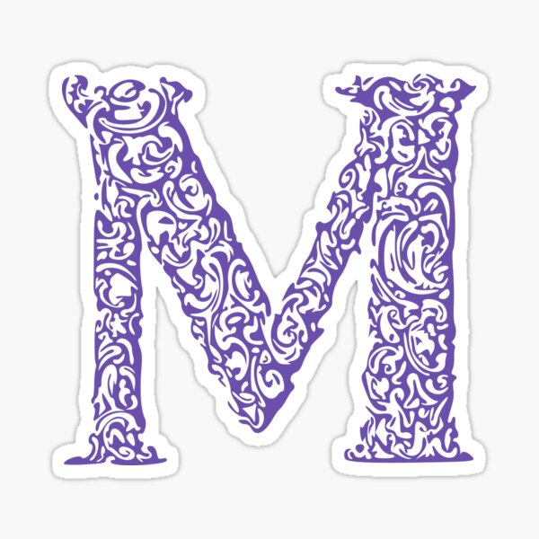 "Purple Monogram - Letter "M"" Sticker by RoamingRabbit | Redbubble
