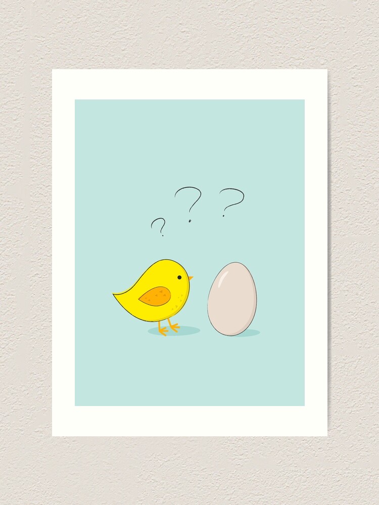 "The chicken or the egg Question Cute funny cartoon" Art Print by ...