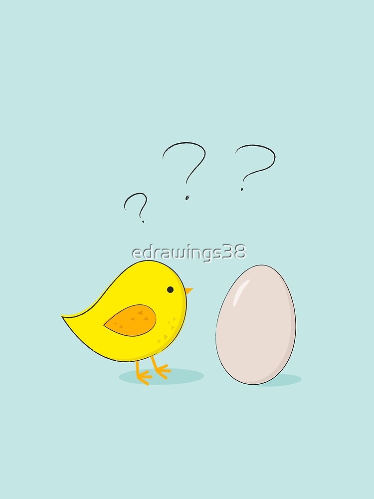 "The chicken or the egg Question Cute funny cartoon" Art Print by ...