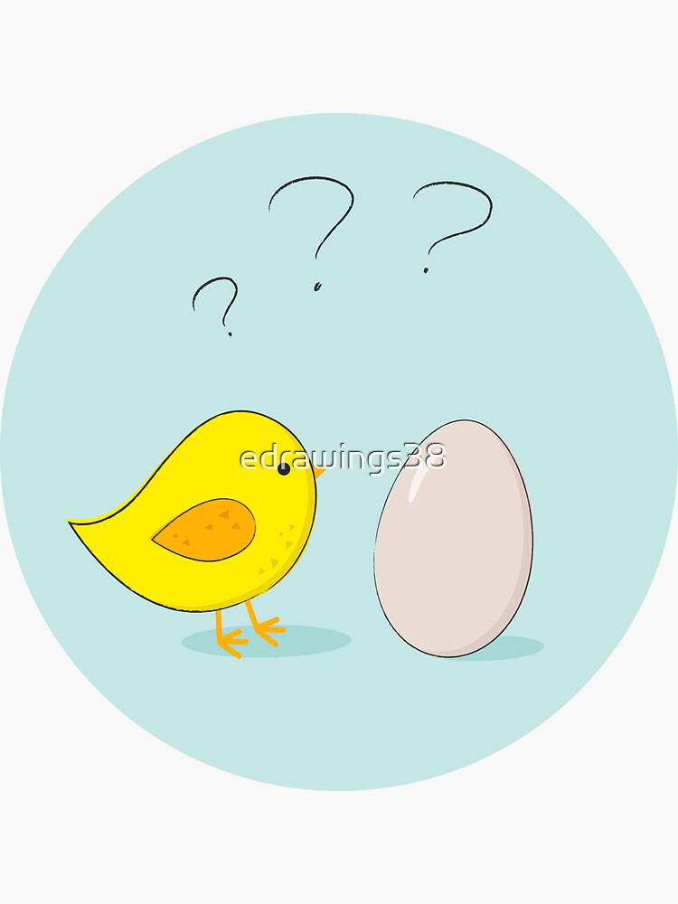 "The chicken or the egg Question Cute funny cartoon" Sticker for Sale ...