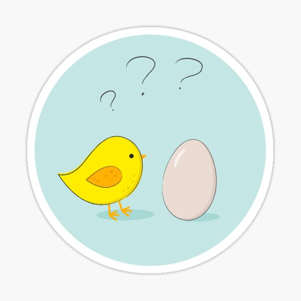 "The chicken or the egg Question Cute funny cartoon" Sticker for Sale ...