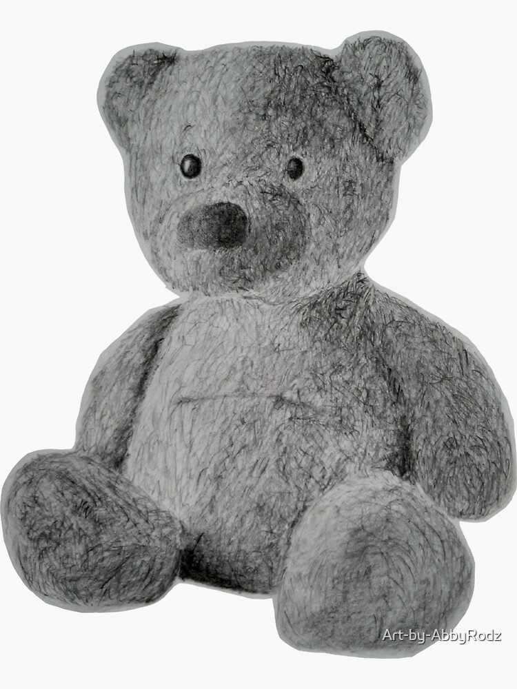 "Graphite Teddy Bear Drawing" Sticker for Sale by Art-by-AbbyRodz ...