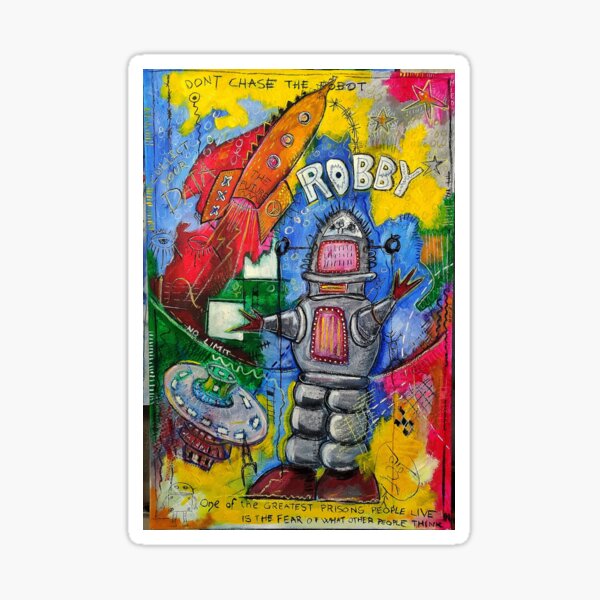 "Robby the Robot designed and sold by Brazo" Sticker for Sale by ...