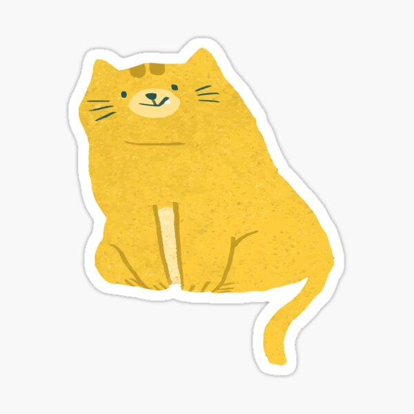 "Yellow Cartoon Cat" Sticker by TheTimeMachine | Redbubble
