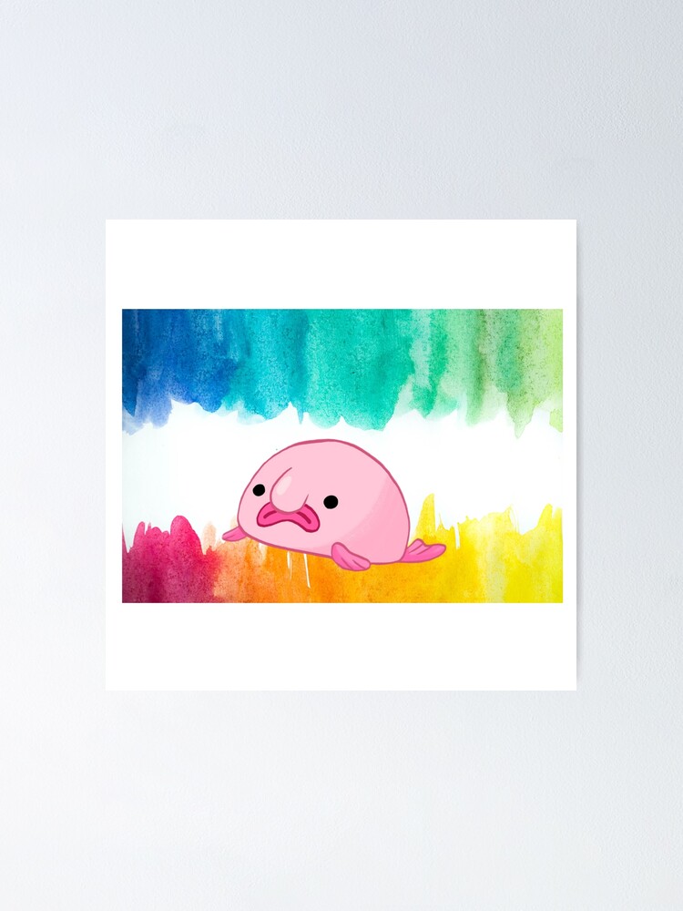 "watercolor blobfish" Poster for Sale by Awesomefamily | Redbubble