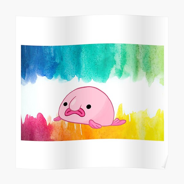 "watercolor blobfish" Poster for Sale by Awesomefamily | Redbubble