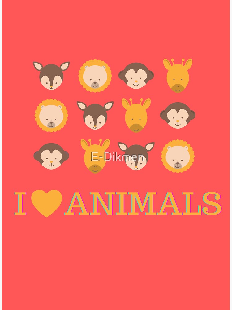 "I Love Animals" Sticker for Sale by E-Dikmen | Redbubble