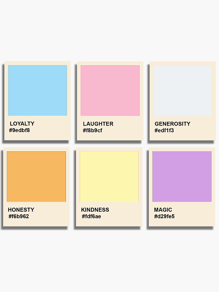 "Mane Six hex codes 2 " Sticker for Sale by lace-designs | Redbubble