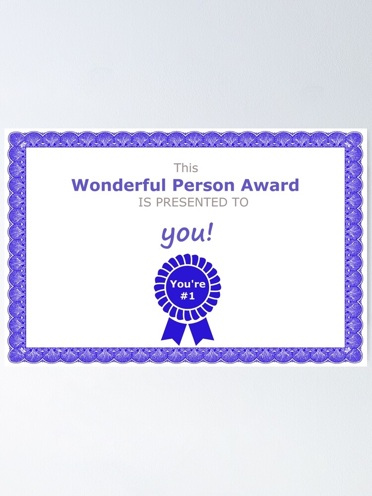 "Wonderful Person Award" Poster by YellowLion | Redbubble