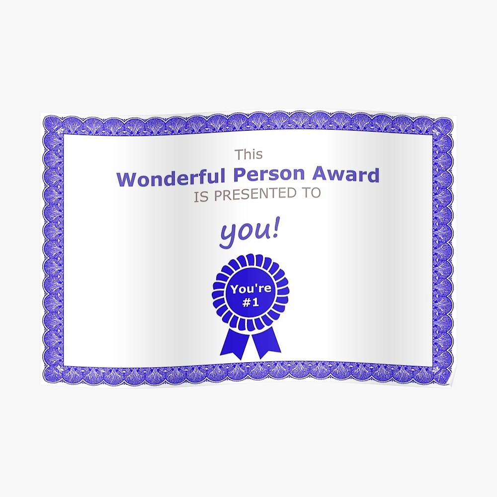 "Wonderful Person Award" Poster by YellowLion | Redbubble