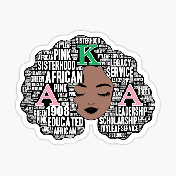 "Alpha 1908 African Women Educated Afro Hair Words AKA" Sticker for ...