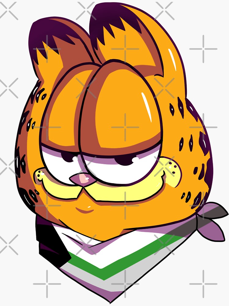 "Garfield with Demiromantic Flag scarf design" Sticker by ByteGalaxies ...