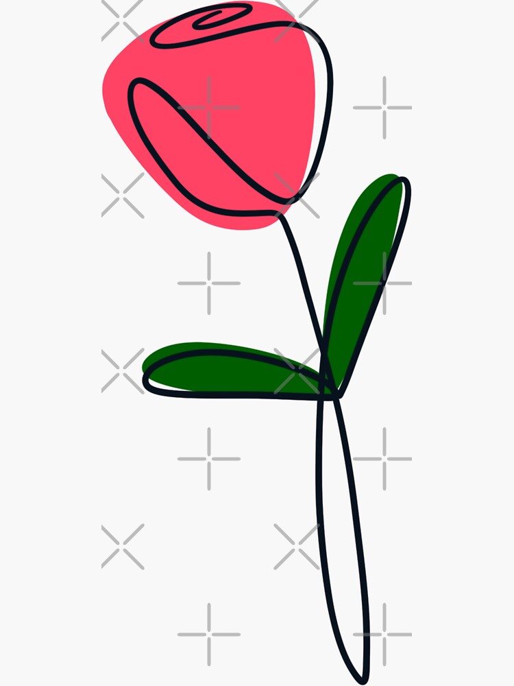 "Cute Pink tulip flower - line art" Sticker for Sale by CricketDoodles ...