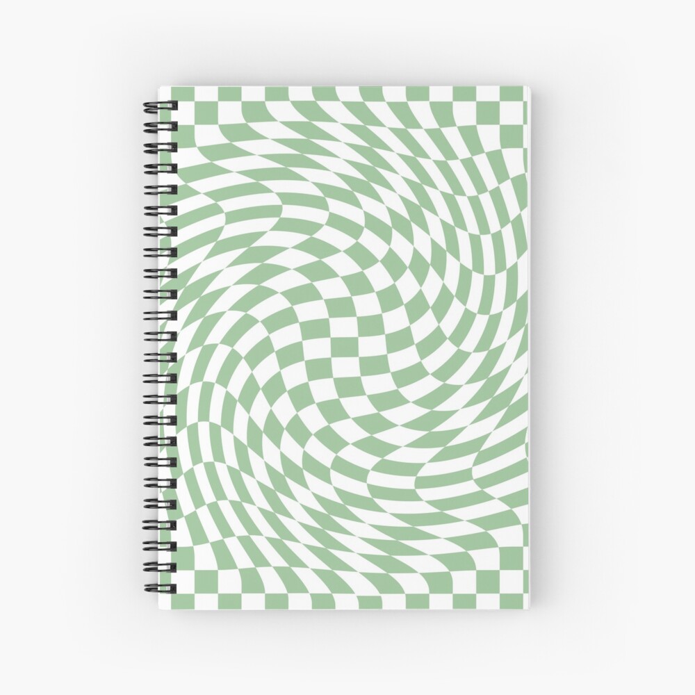 "Sage Green and White Checker Warp Pattern" Spiral Notebook for Sale by ...