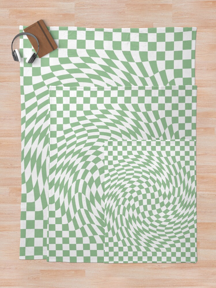 "Sage Green and White Checker Warp Pattern" Throw Blanket for Sale by ...
