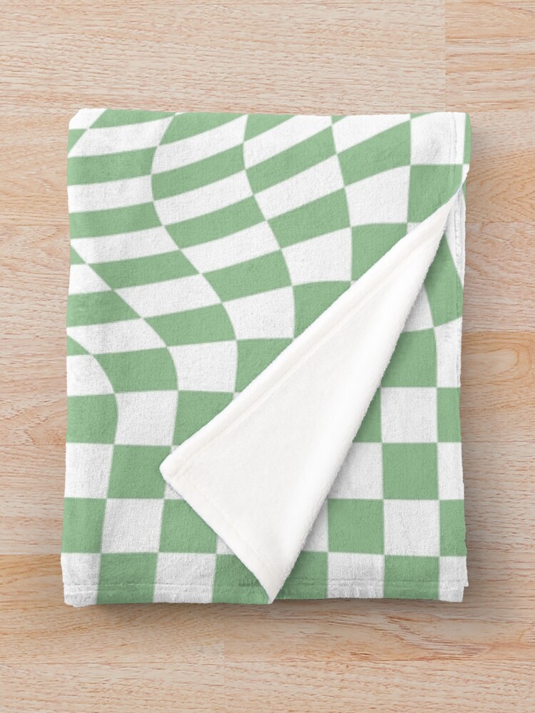 "Sage Green and White Checker Warp Pattern" Throw Blanket for Sale by ...