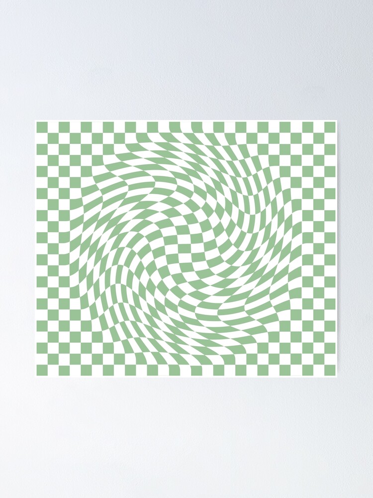 "Sage Green and White Checker Warp Pattern" Poster for Sale by ...