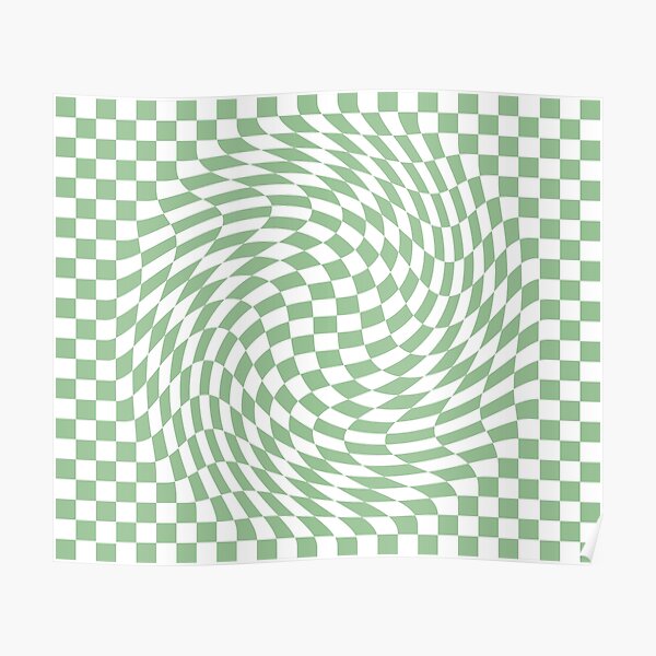 "Sage Green and White Checker Warp Pattern" Poster for Sale by ...