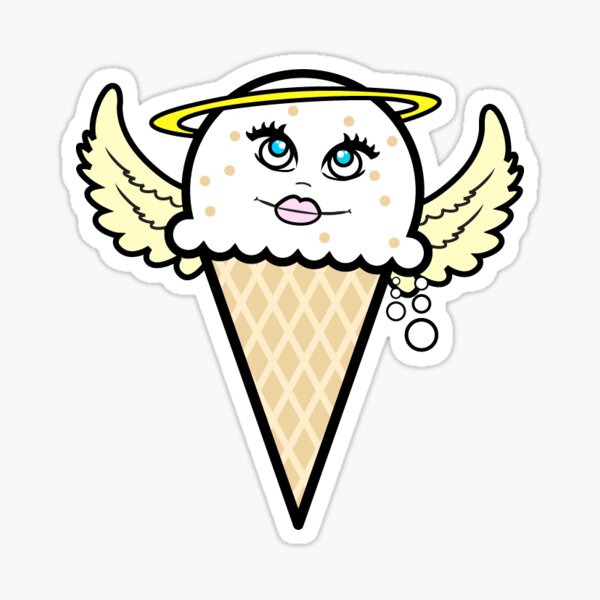 "Fun Kawaii Cartoon Angel Ice Cream Cone" Sticker for Sale by ...