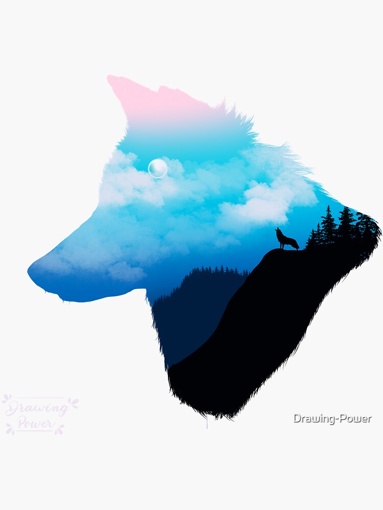 "Wolf shadow- wolf head" Sticker for Sale by Drawing-Power | Redbubble