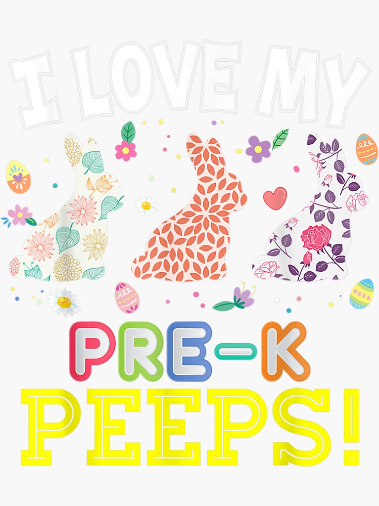 Pegatina «Amo a mi maestra de Pre K Peeps Conejitos de Pascua Búsqueda ...