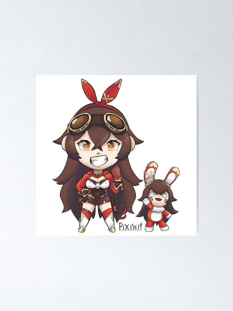 "Amber Chibi (genshin impact)" Poster by Pixiwit | Redbubble