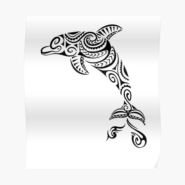 "Dolphin Maori Polynesian Tattoo Porpoise Scuba Diving Diver" Poster ...