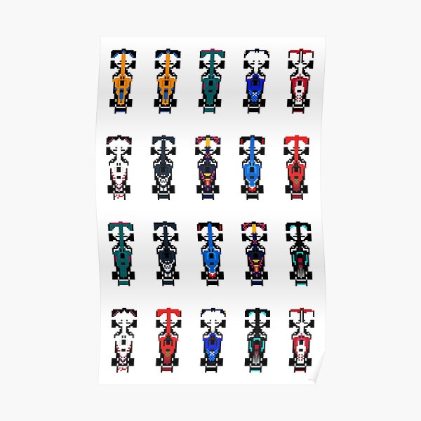 Póster «Cuadrícula de fórmula 1 2021 - Patrón de fórmula de 8 bits» de ...