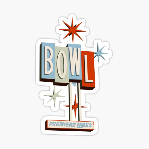 "Retro Bowling Sign" Sticker by RetroLollyBag | Redbubble