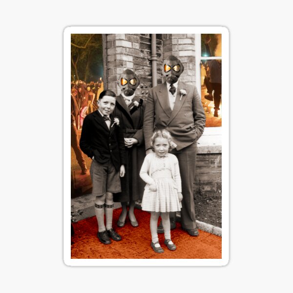 "1940s Forties Family with Gas Masks in Riot Zone" Sticker for Sale by ...
