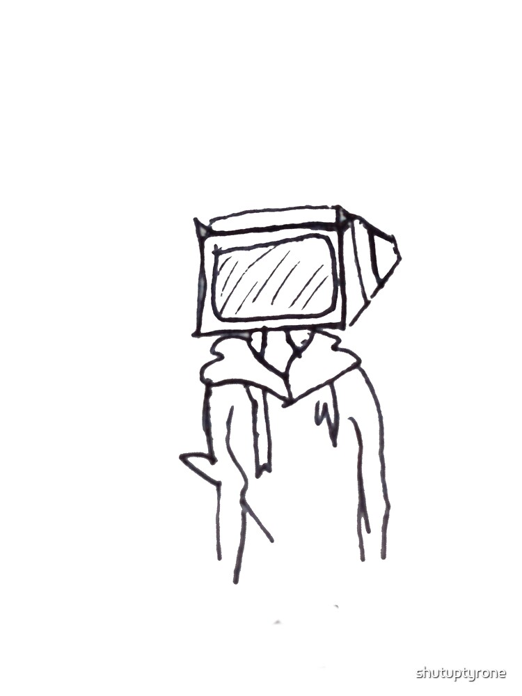 "tv head drawing" Sticker for Sale by shutuptyrone | Redbubble