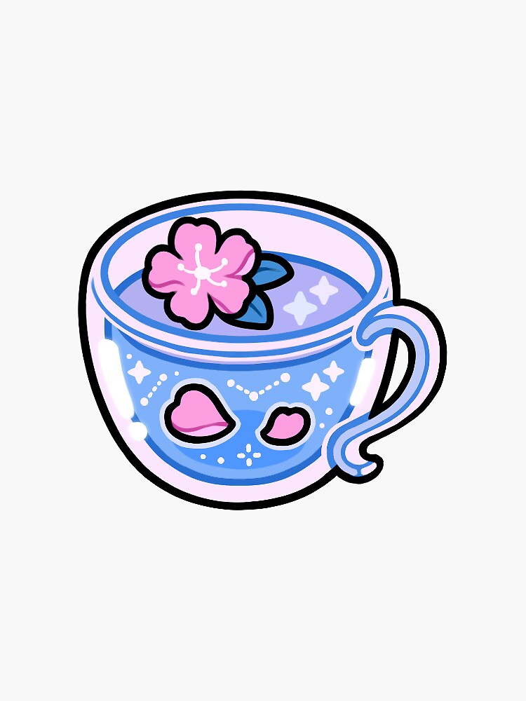 "sakura teacup" Sticker for Sale by freshbobatae | Redbubble